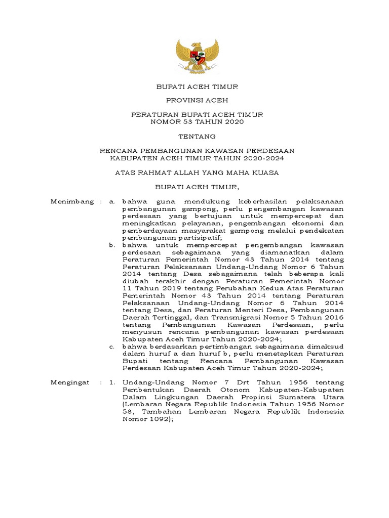 Perbup No. 53 Tahun 2020 | PDF