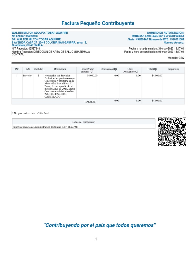 Factura de Servicios Médicos en Guatemala | PDF | Factura | Economias