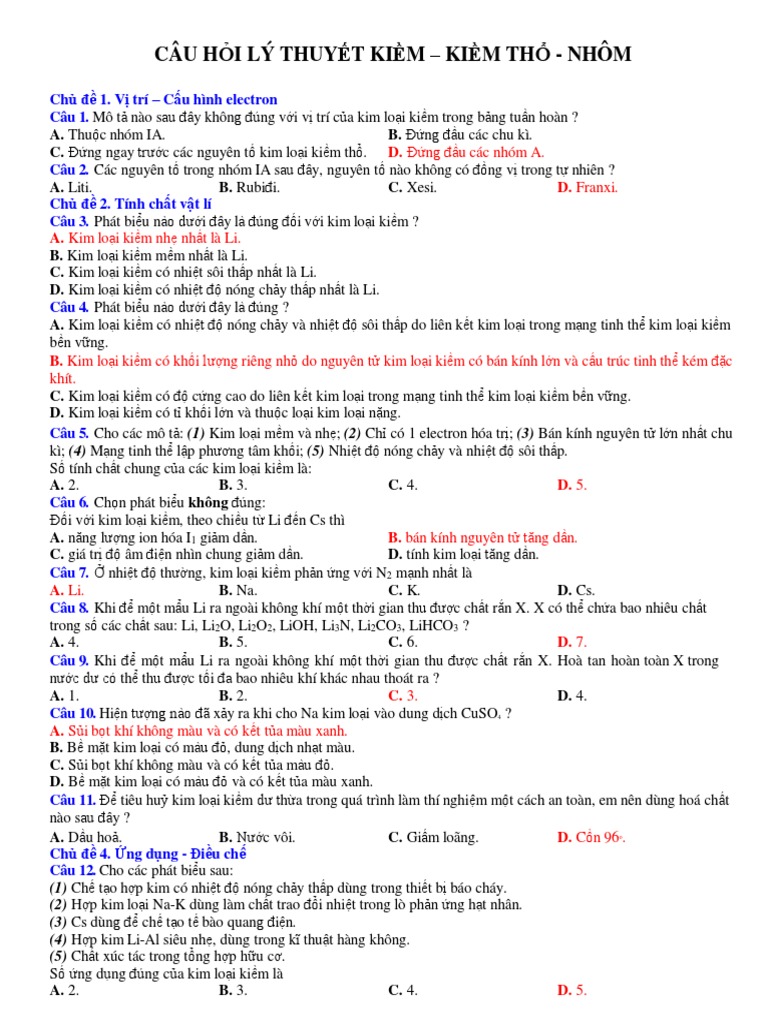 Kiem - Kiem Tho - Nhom - Ly Thuyet - Dap An | PDF