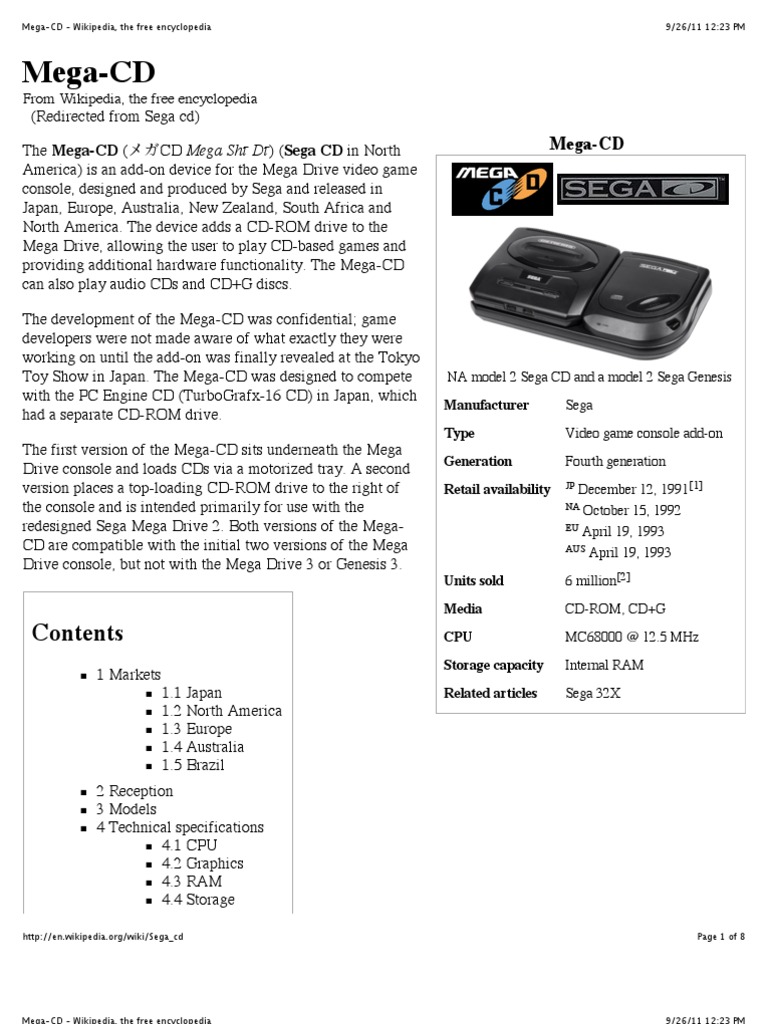 Mega-CD - Wikipedia, The Free Encyclopedia | PDF | Video Game Consoles ...