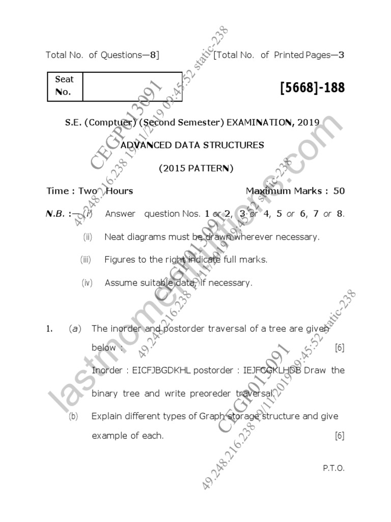 Semester 4 2019 November Advanced Data Structures Ads Pattern 2015 | PDF Semester 4 2019 November Advanced Data Structures Ads Pattern 2015 | PDF