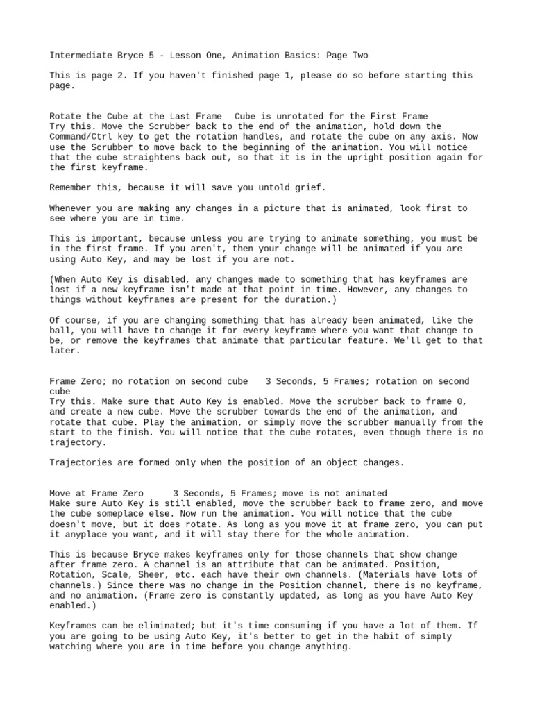 Bryce 3D Tutorial 2 Animation | PDF | Computing | Software