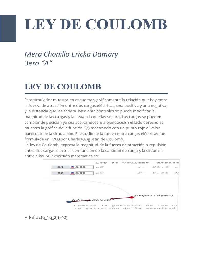 Simulador de la Ley de Coulomb | PDF | Fuerza | Electromagnetismo