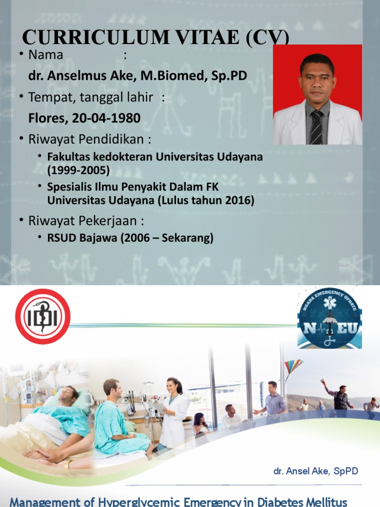 CV + Materi Revisi Dr. Ansel SPPD - Management Hyperglycemic Emergency 2022 | PDF