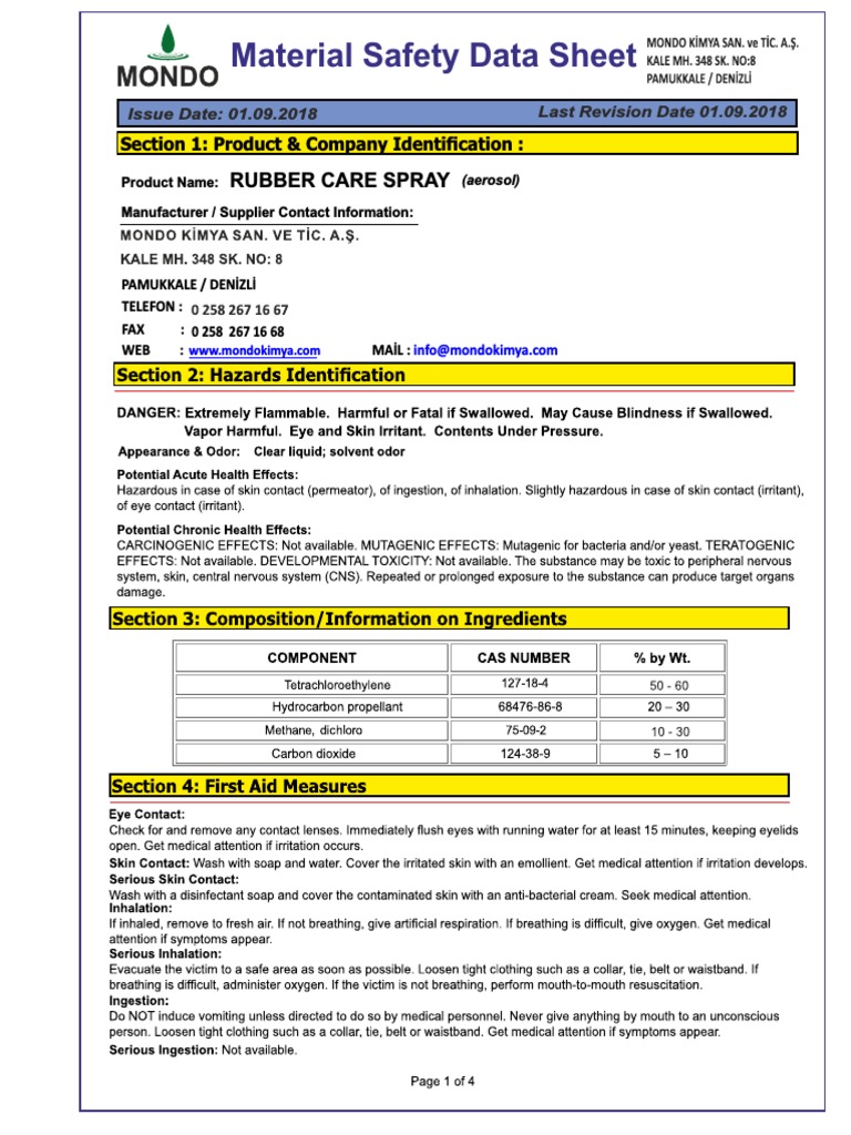 Msds Rubber Care | PDF