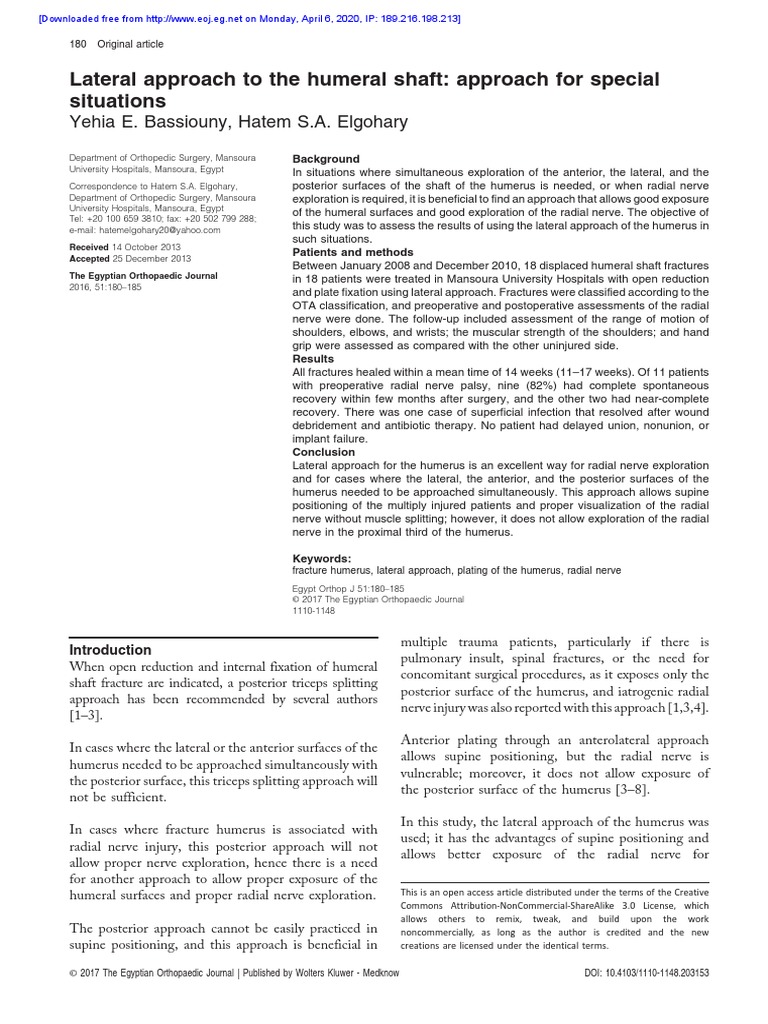 Articulo 2 Diafisis Humeral | PDF | Elbow | Anatomical Terms Of Location