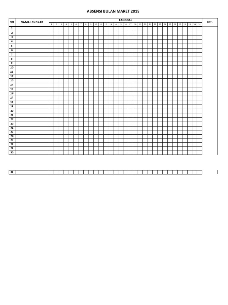 Contoh Absensi Kehadiran Siswa | PDF