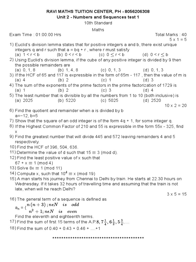 Namma Kalvi 10th Maths Chapter 2 Question Papers Em 219349 Pdf 