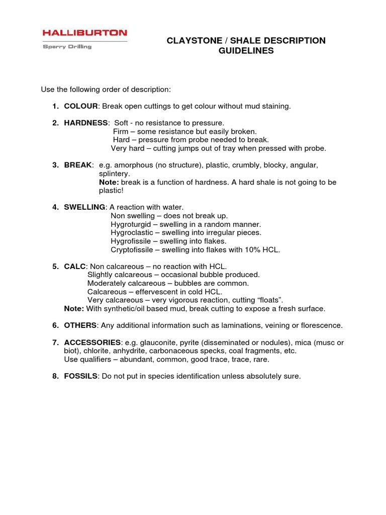Claystone and Shale Description Guidelines | PDF