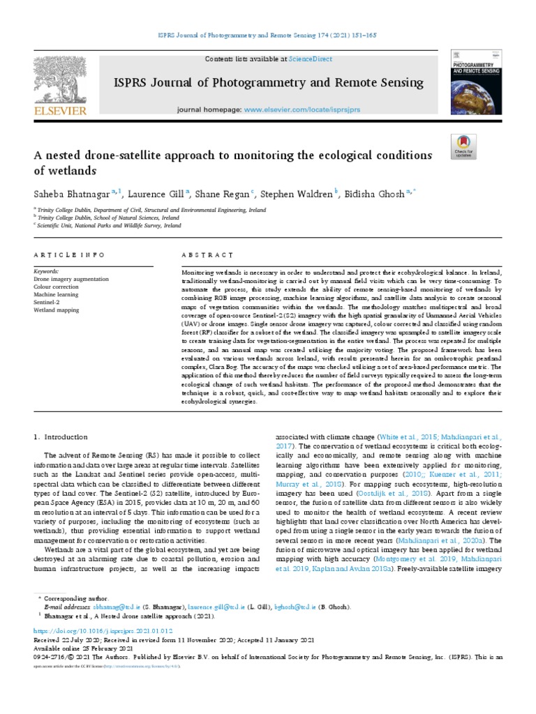 A Nested Drone Satellite Approach To Monitori 2021 ISPRS Journal of ...