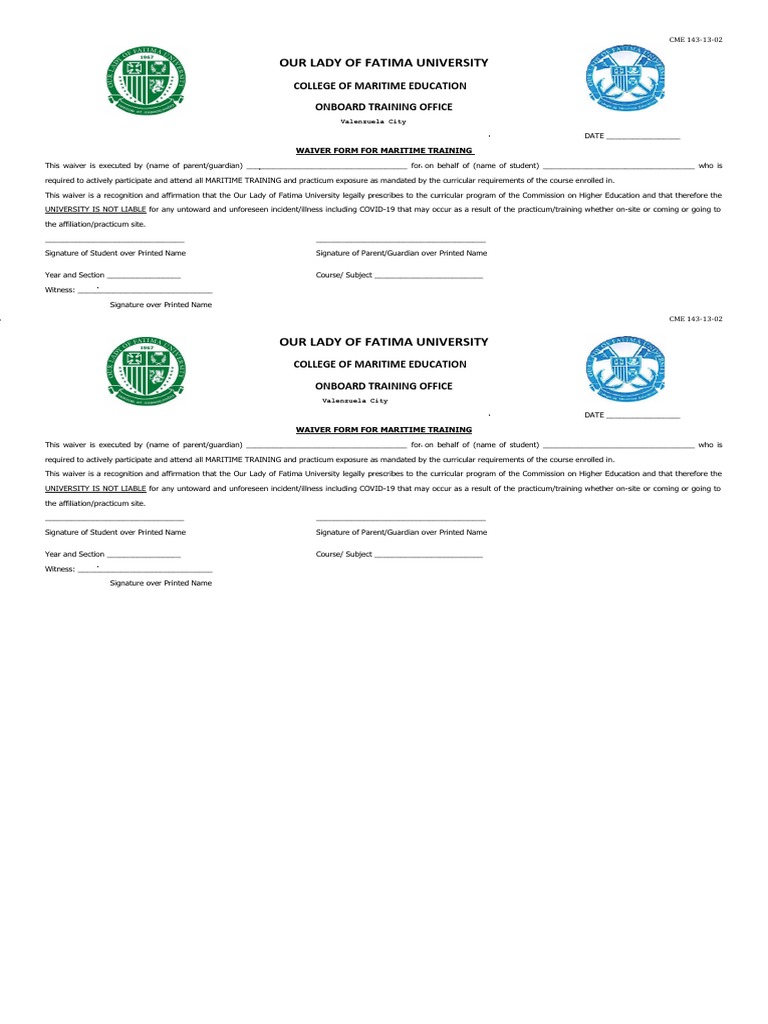 Maritime Training Waiver Form | PDF | Common Law