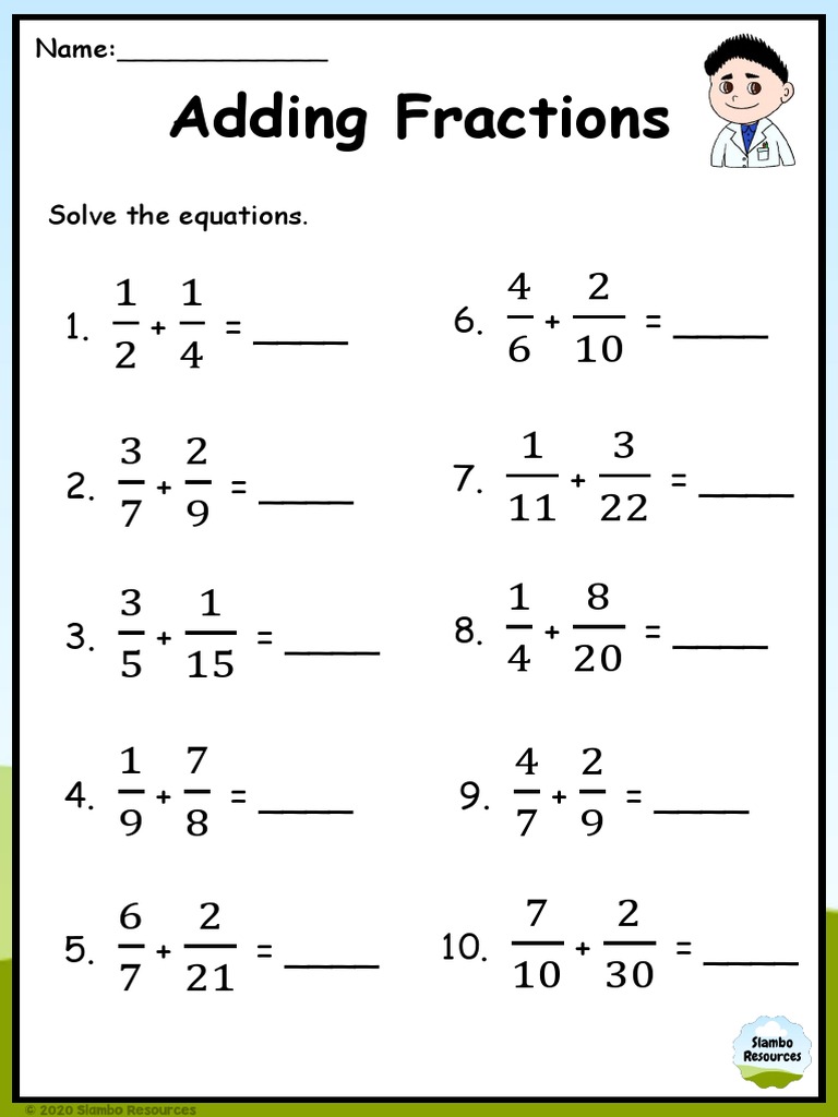 Fraction Addition Practice | PDF | Computers