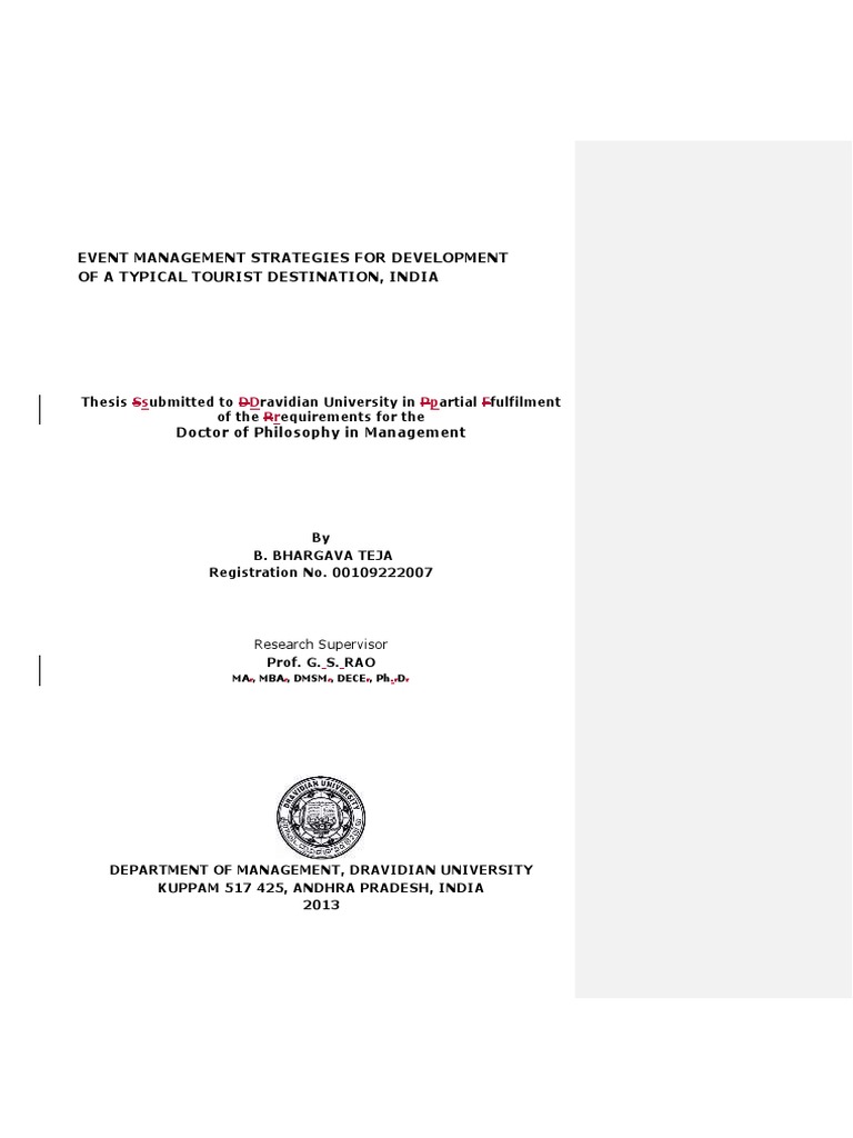 Event Management Strategies - Bhargava Teja Thesis | PDF