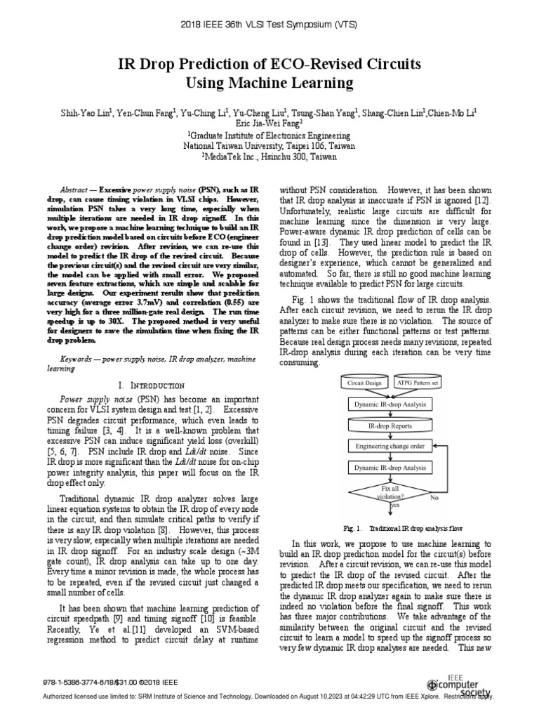 Ir Drop Prediction Of Eco Revised Circuits Using Machine Learning Pdf
