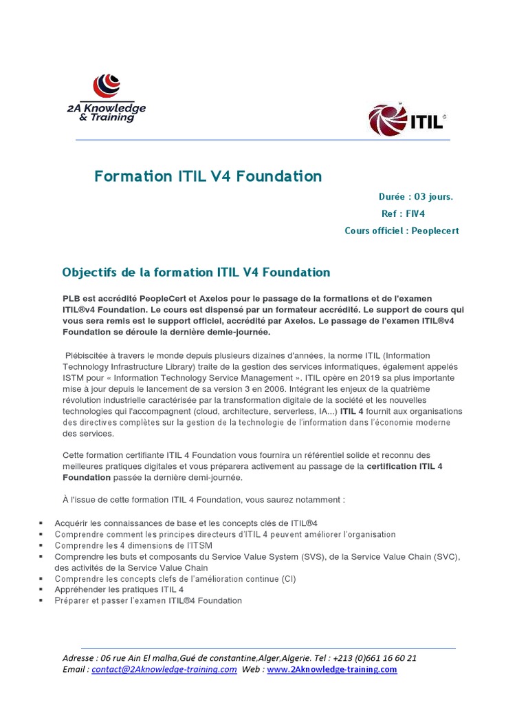 Formation ITIL V4 Foundation | PDF