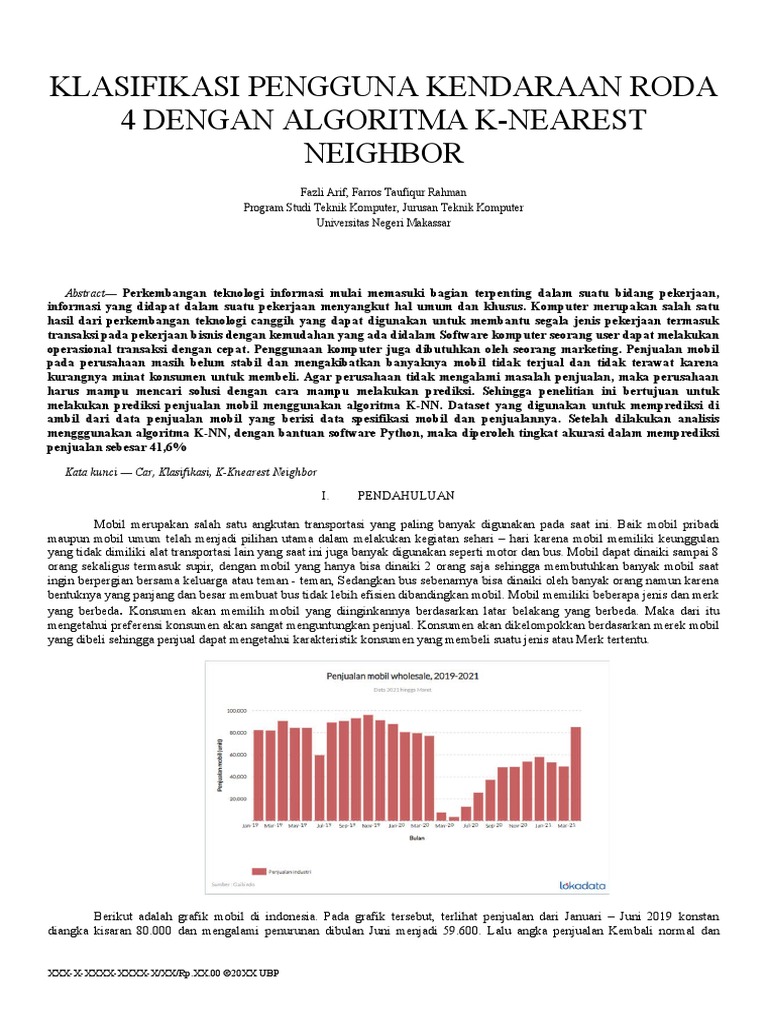 Klasifikasi Pengguna Kendaraan Roda 4 Dengan Algoritma K-nearest ...