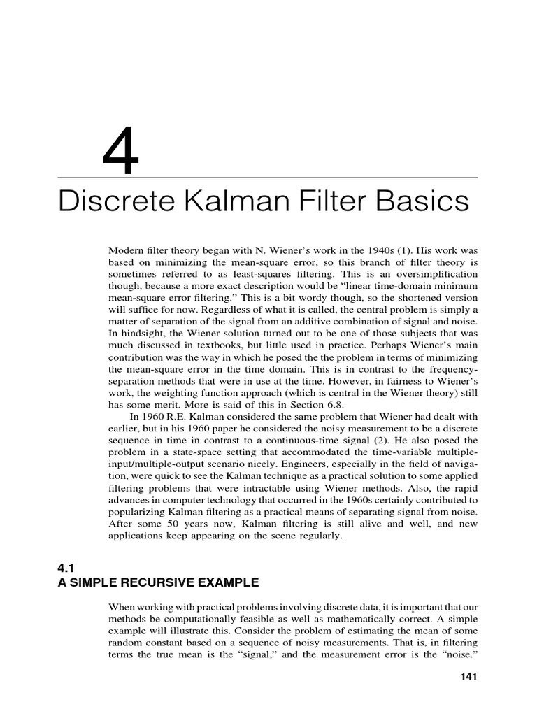 Derivation Of Kf Pdf Kalman Filter Applied Mathematics