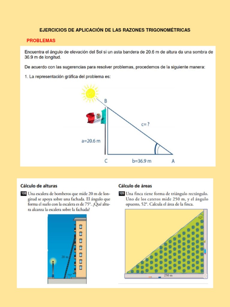 Ejercicios de Aplicación de Las Razones Trigonométricas Ii | PDF