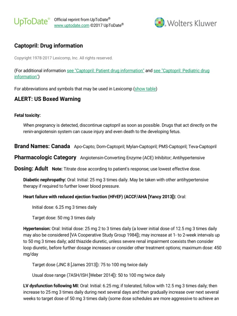 UpToDate - Captopril | PDF | Science & Mathematics