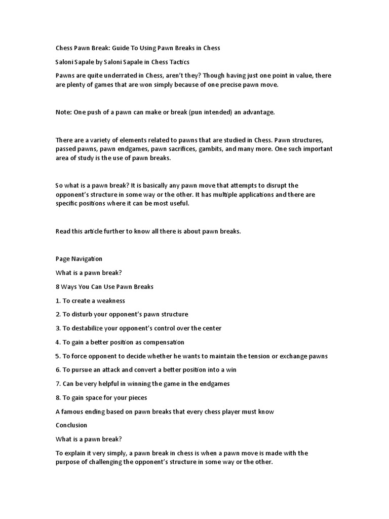 Chess Pawn Break | PDF
