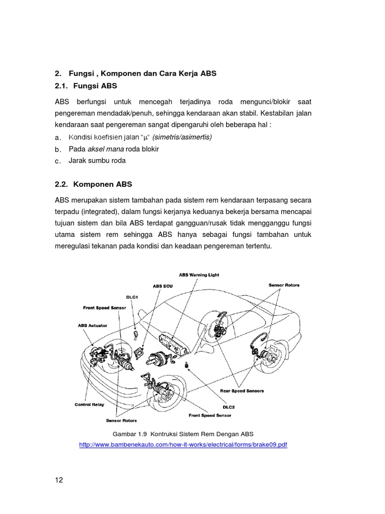 Fungsi, Komponen Dan Cara Kerja ABS 2.1. Fungsi ABS: Gambar 1.9 ...