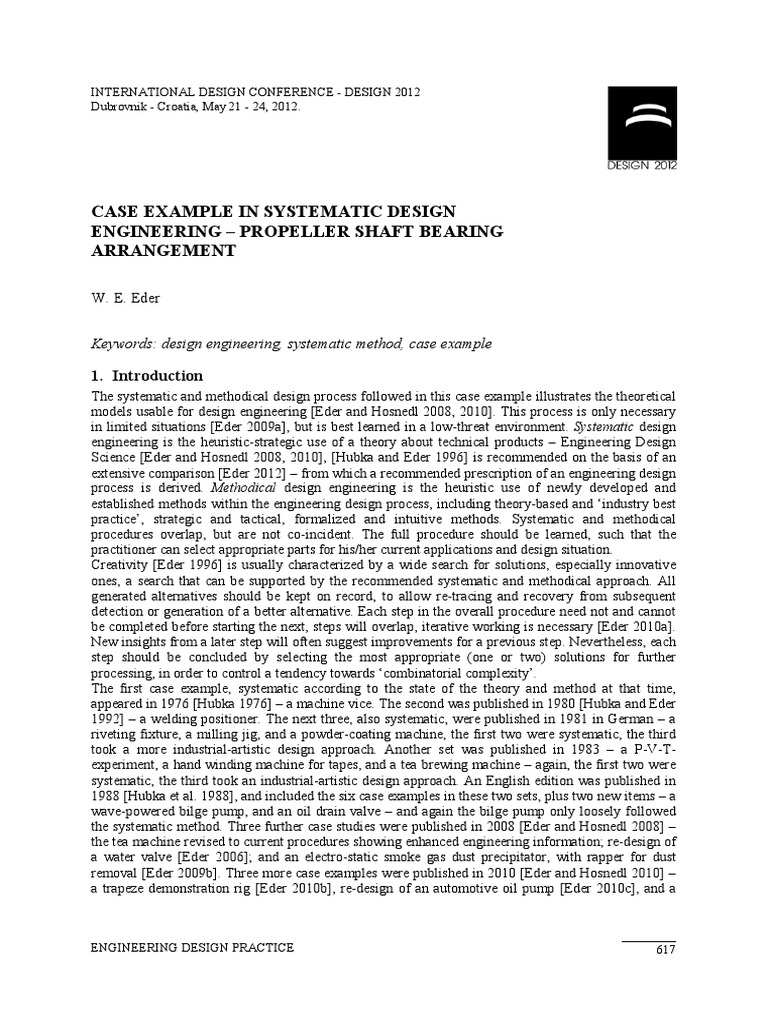 Case Example in Systematic Design Engineering - Propeller Shaft Bearing Arrangement | PDF | Art ...