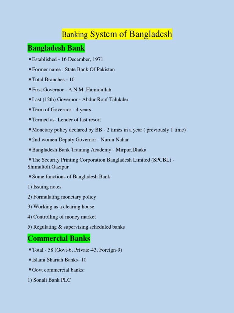 Banking System of Bangladesh | PDF