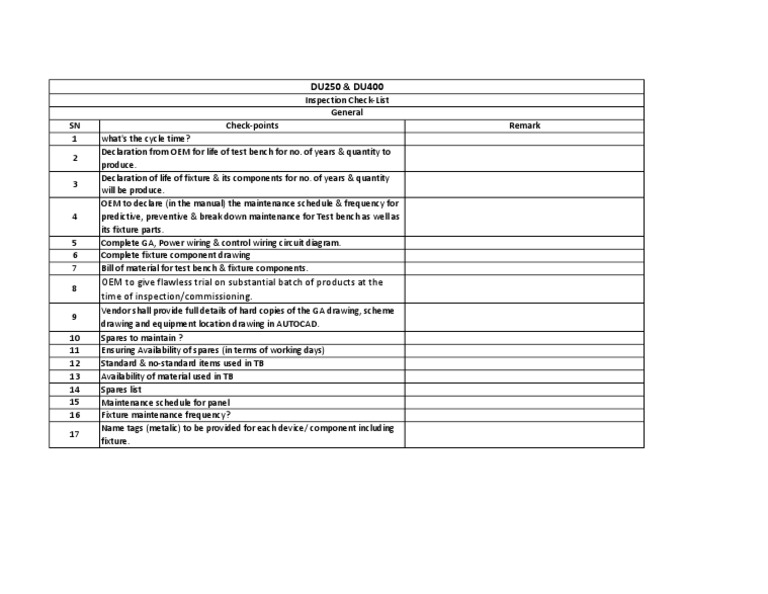 Checklist For Automation | PDF