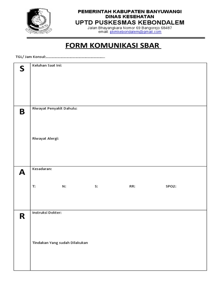 Form Komunikasi Sbar Revisi 1 | PDF