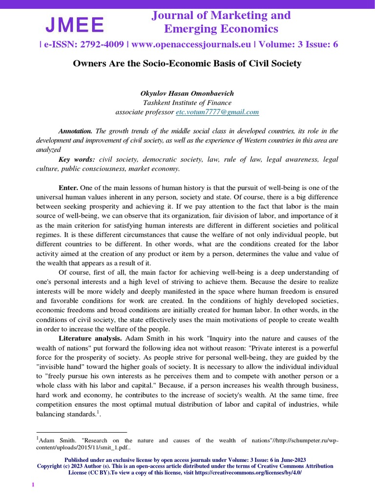 Owners Are The Socio-Economic Basis of Civil Society | PDF | Creative ...