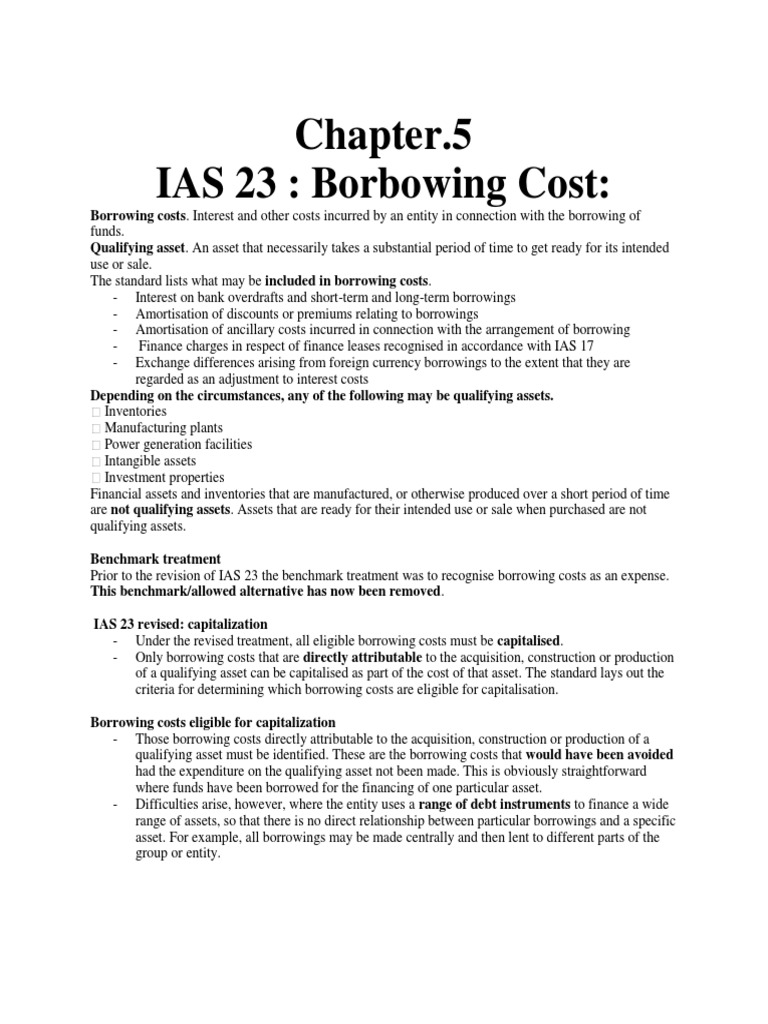 IAS 23: Capitalization of Borrowing Costs | PDF | Debt | Loans