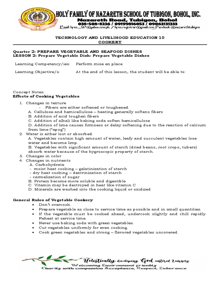 Q2 - Lesson 2 | PDF | Cooking | Vegetables