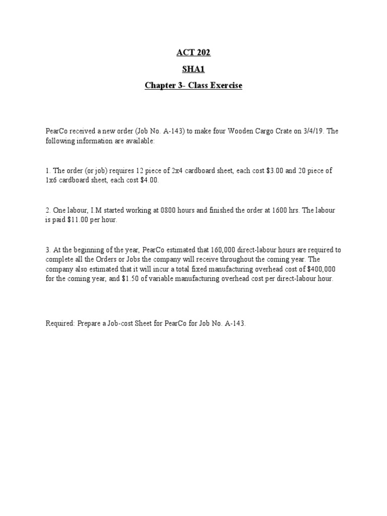 Chapter 3 - Class Exercise | PDF