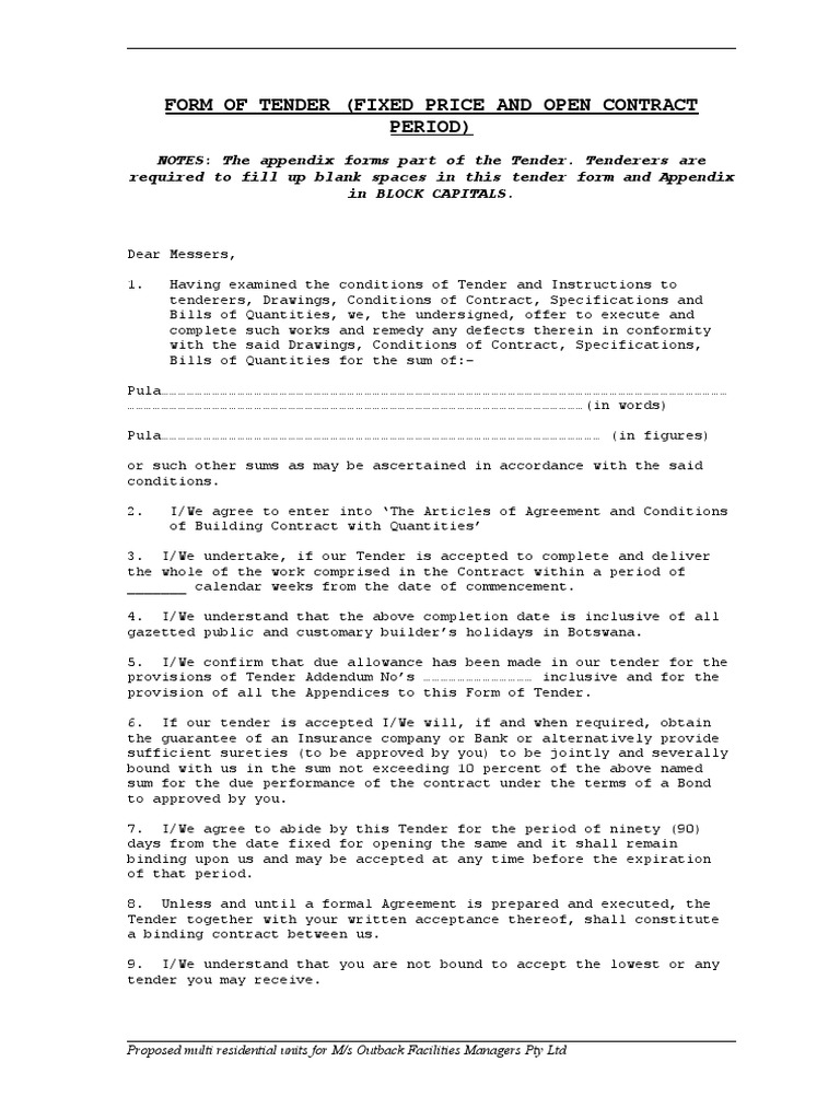 Form o Tender | PDF | Surety | Value Added Tax