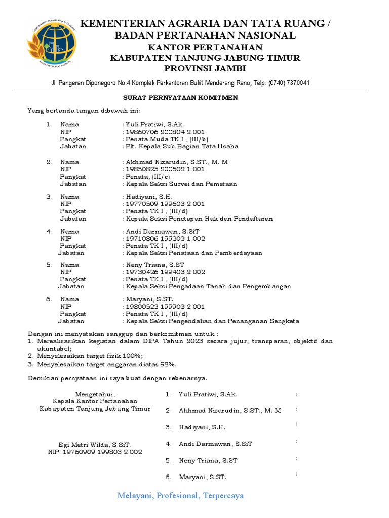 Surat Pernyataan Komitmen | PDF