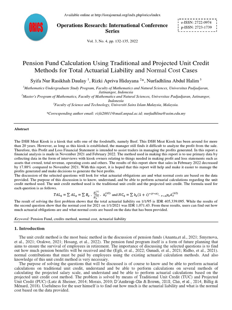 Pension Fund Calculation Using Traditional and PUC Methods | PDF