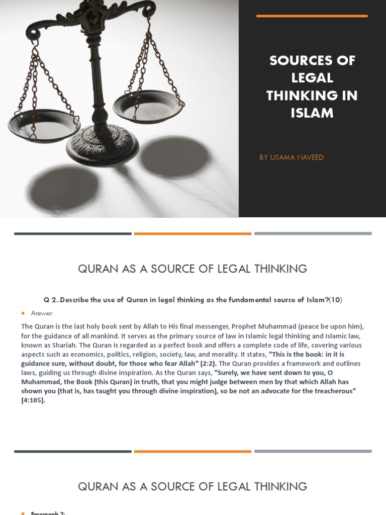 Sources of Legal Thinking in Islam: by Usama Naveed | PDF Sources of Legal Thinking in Islam: by Usama Naveed | PDF