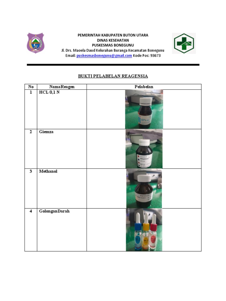Bukti Penyimpanan Dan Pelabelan Reagensia Sesuai Dengan Regulasi | PDF