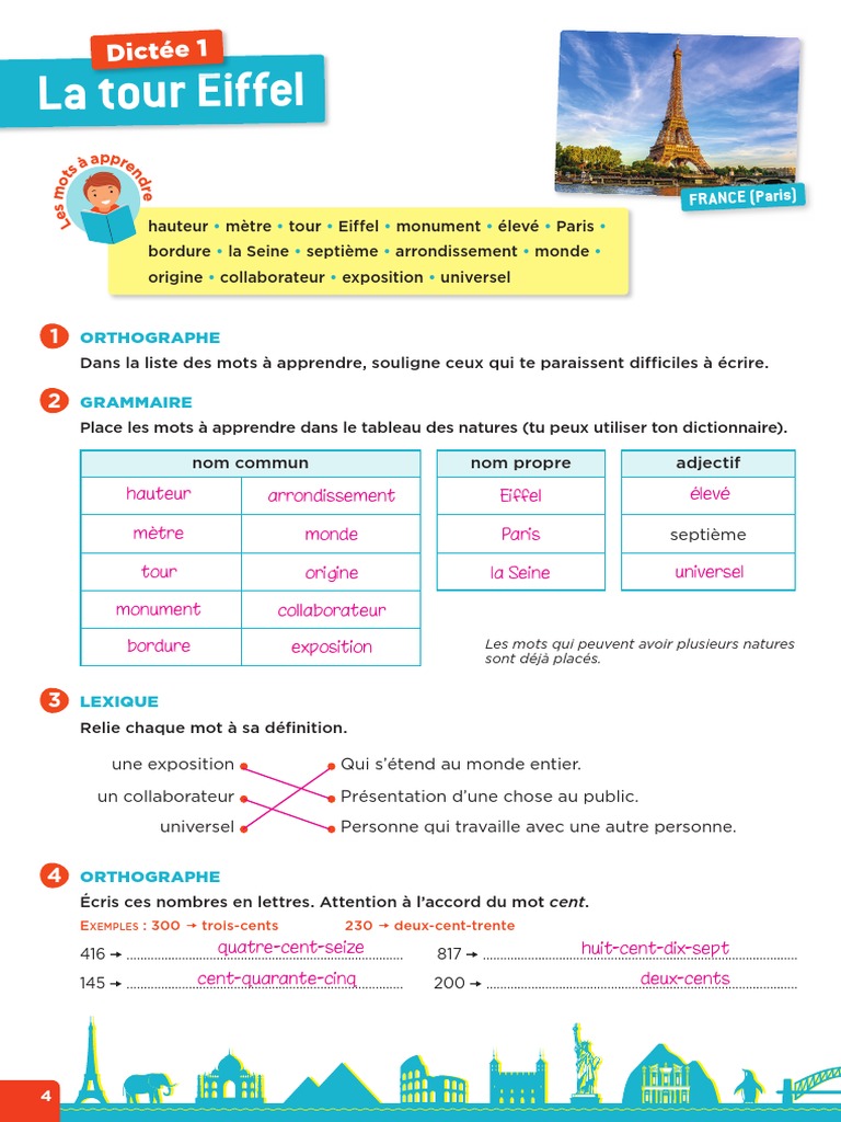 Dictées des merveilles du monde | PDF | Verbe | Dictionnaire