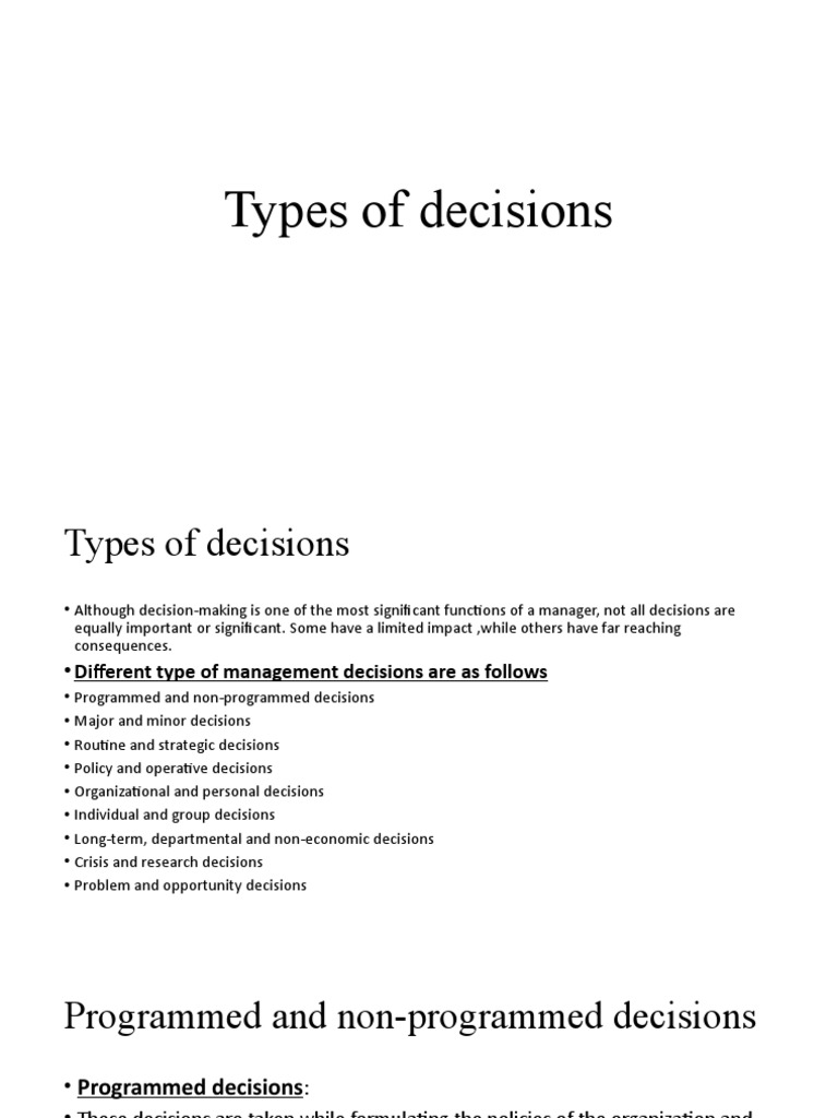 Types of Decision-1 | PDF