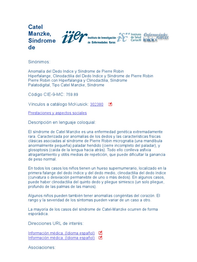 Sindrome de Catel Manzke | PDF | Enfermedades y trastornos humanos ...