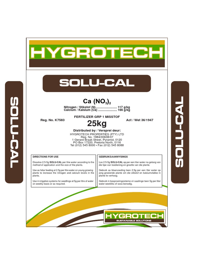 Solu-Cal Fertilizer Usage Guide | PDF