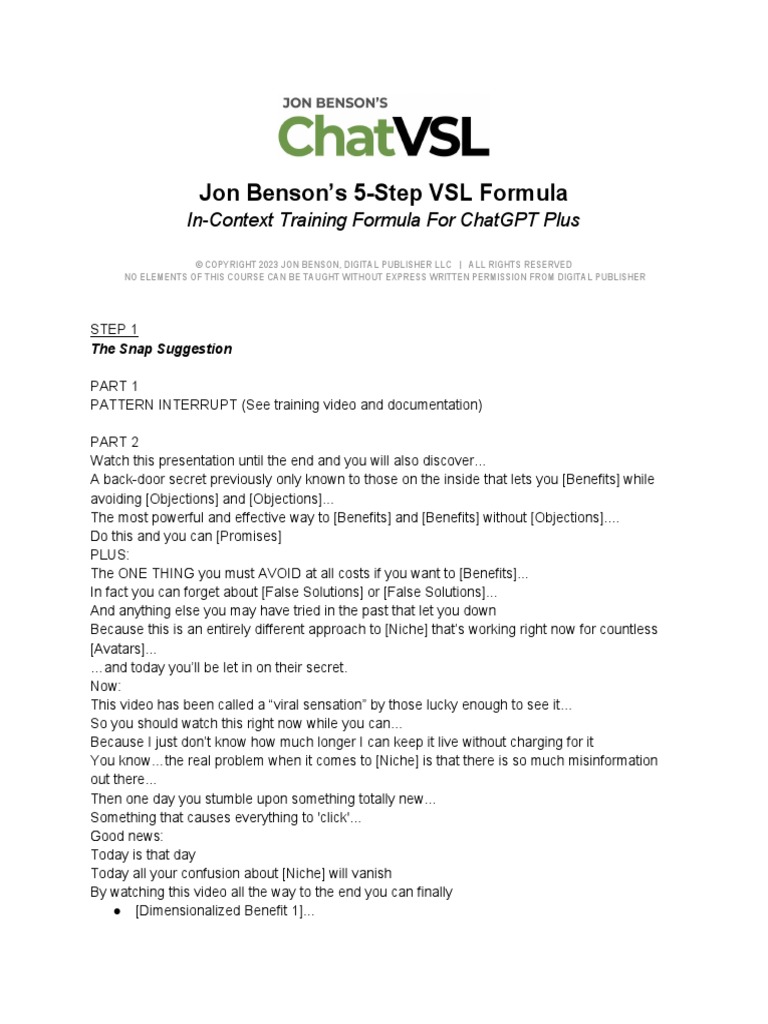 ChatVSL Full VSL Formula | PDF | Career & Growth | Self-Improvement