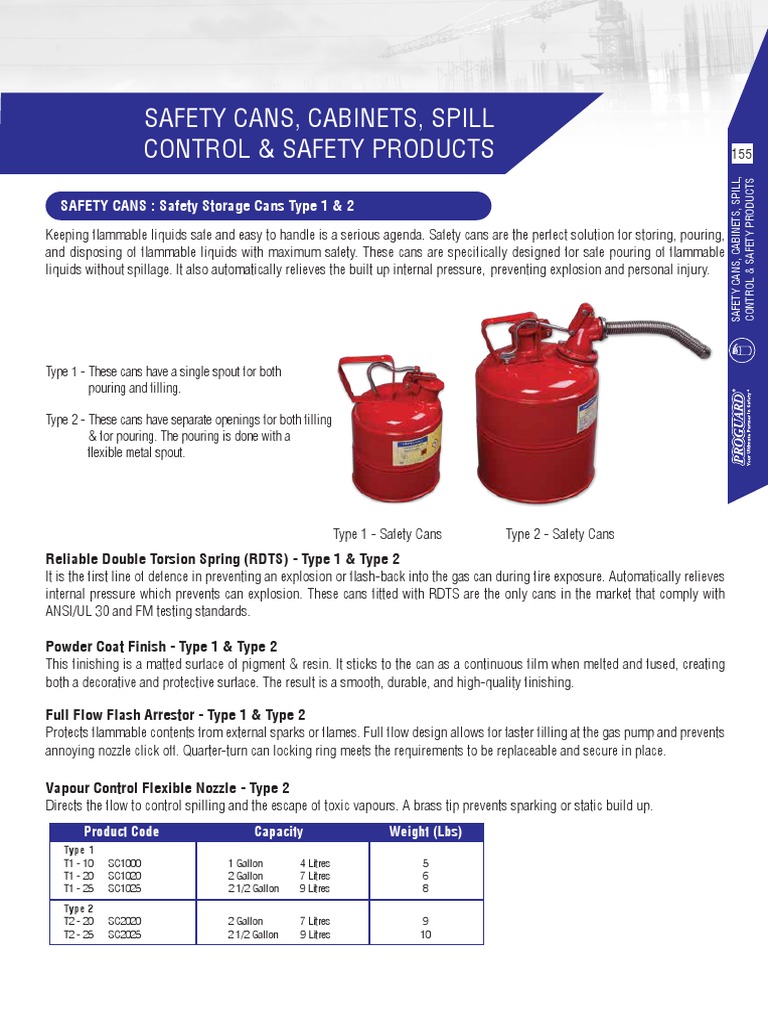 Safety Cans and Cabinets for Flammables | PDF