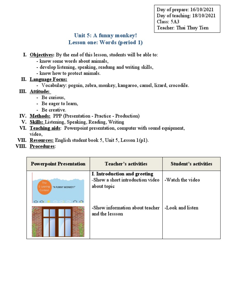 Unit 5 Lesson 1 Lesson Plan | PDF | Teachers | Communication