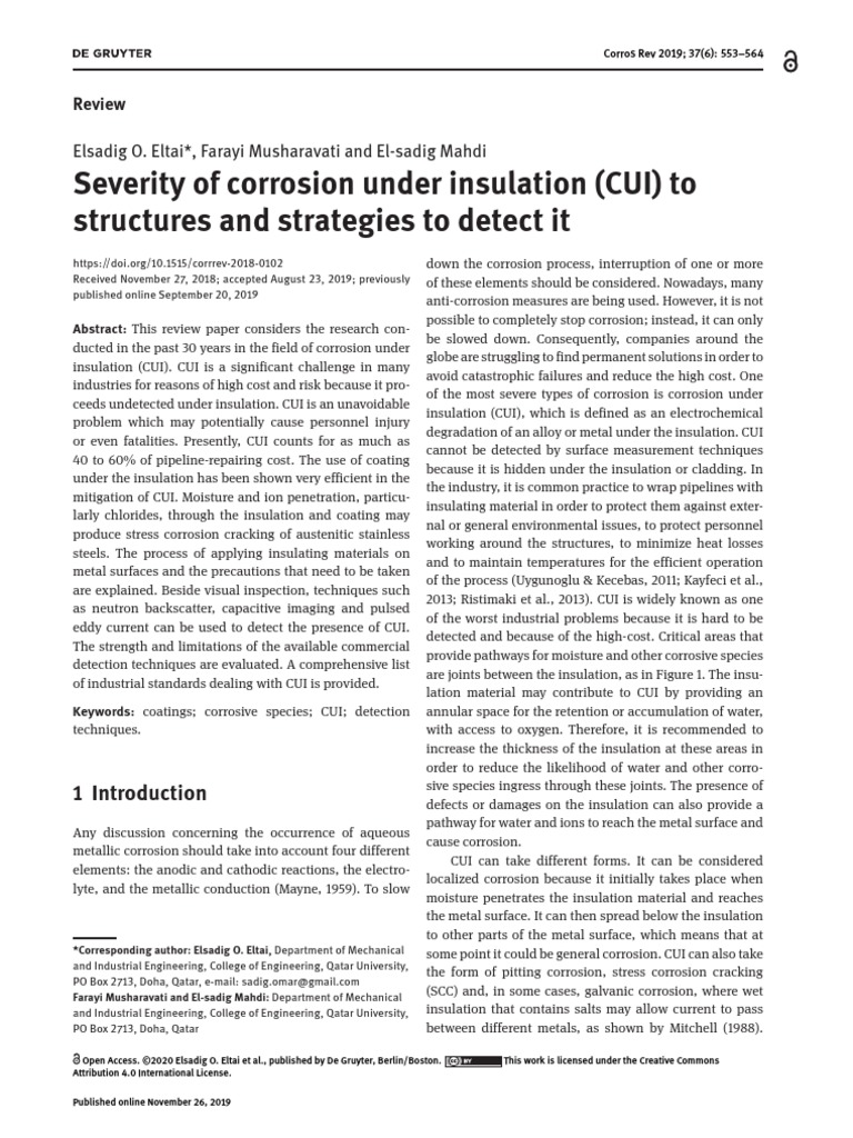 Severity of Corrosion Under Insulation CUI | PDF | Corrosion ...