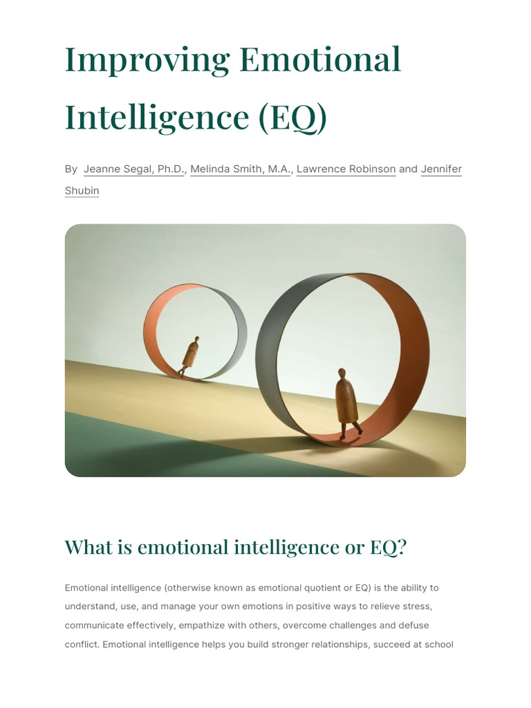 Improving Emotional Intelligence (EQ) | PDF | Emotional Intelligence ...