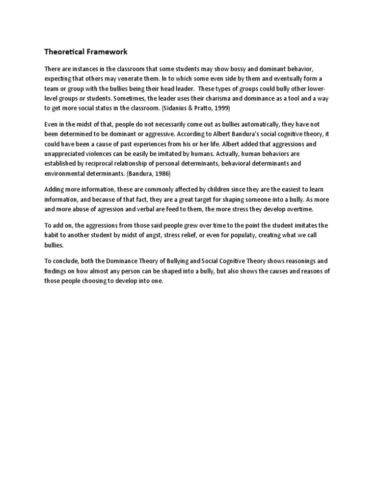 Theoretical Framework (Academic Bullying Caus | PDF