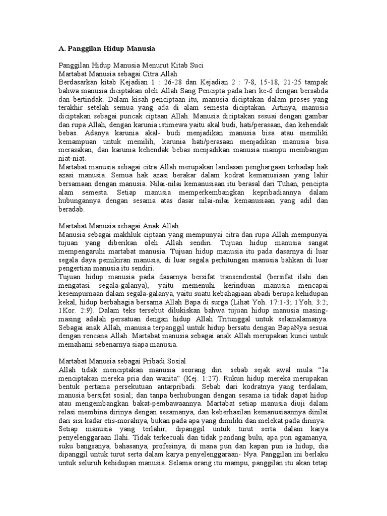 Panggilan Hidup Manusia | PDF