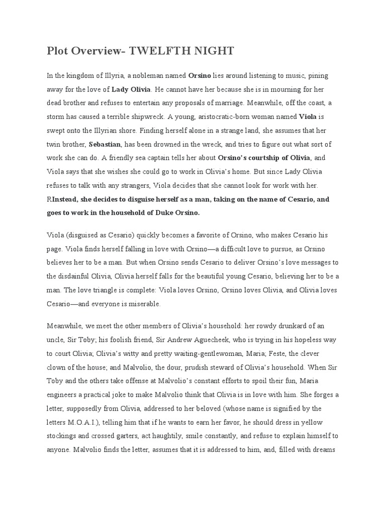 Plot Overview 12TH NIGHT PDF